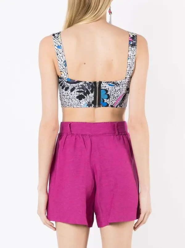 AMIR SLAMA Graphic-print Sweetheart-neck Top