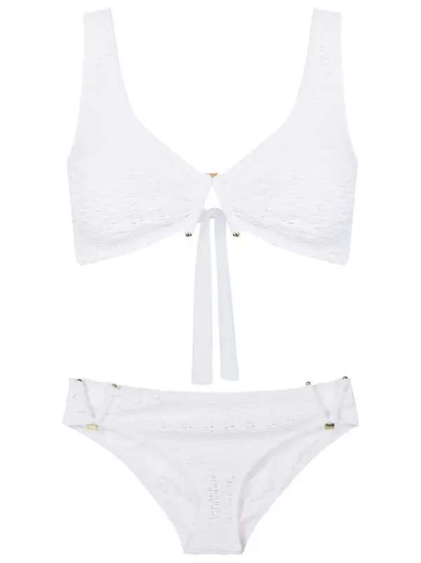 AMIR SLAMA Plunge-style Stretch Bikini - White