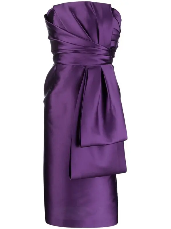 Alberta Ferretti Bow-embellished Mikado Midi Dress - Purple