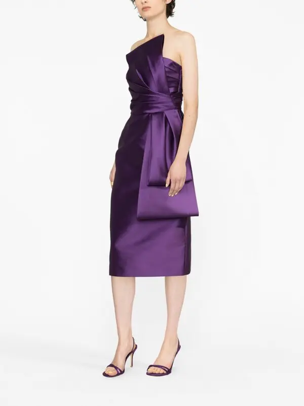 Alberta Ferretti Bow-embellished Mikado Midi Dress - Purple