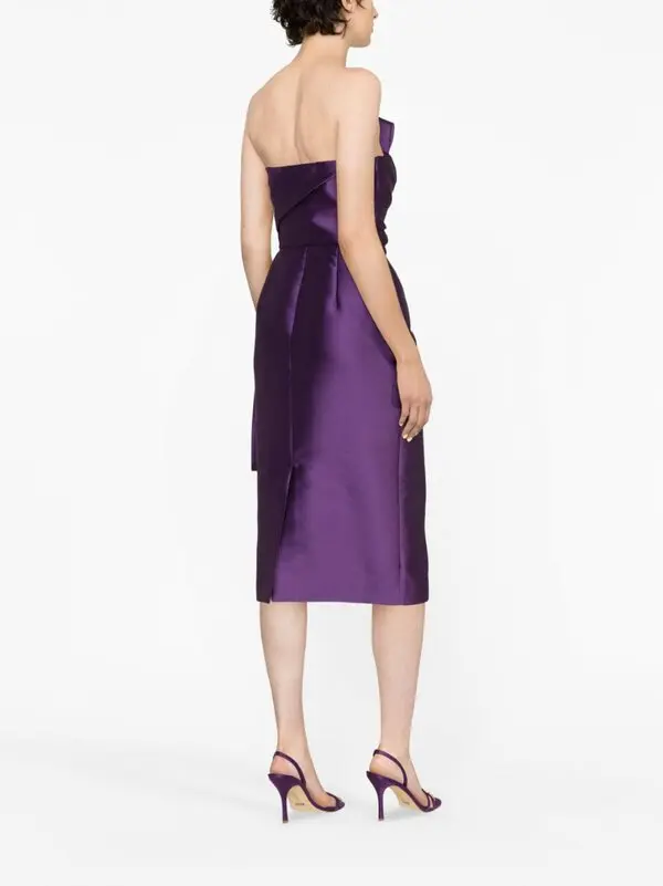 Alberta Ferretti Bow-embellished Mikado Midi Dress - Purple