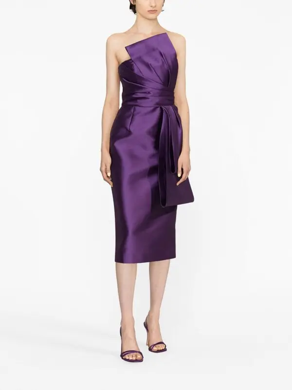 Alberta Ferretti Bow-embellished Mikado Midi Dress - Purple