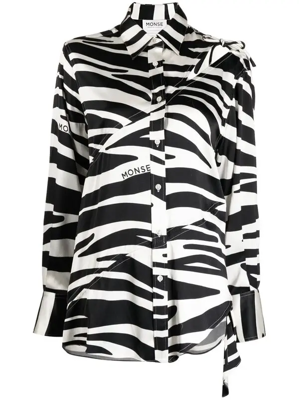 Monse Zebra-print Silk Shirt - White