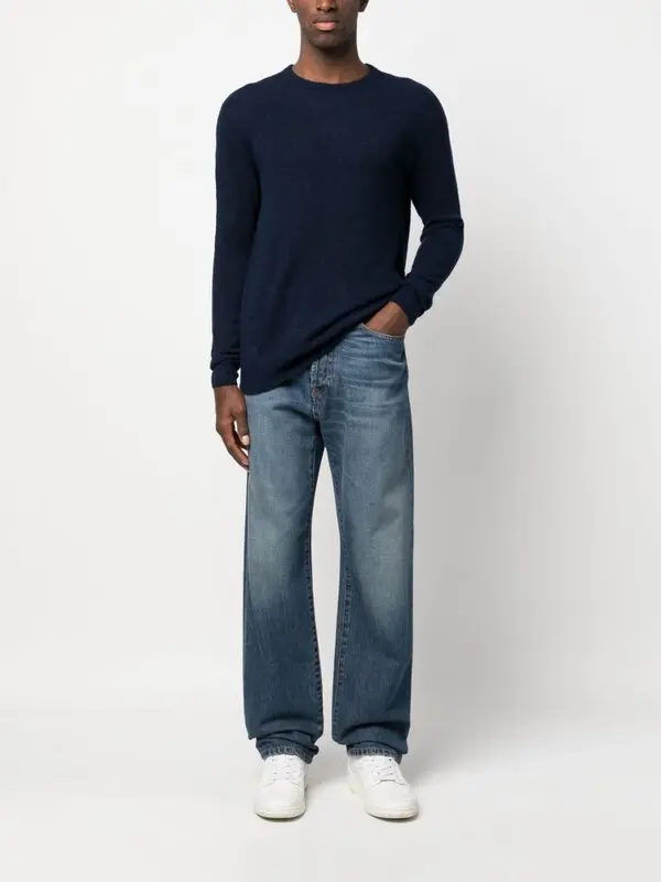 BALLANTYNE Long-sleeve Wool-blend Jumper - Blue