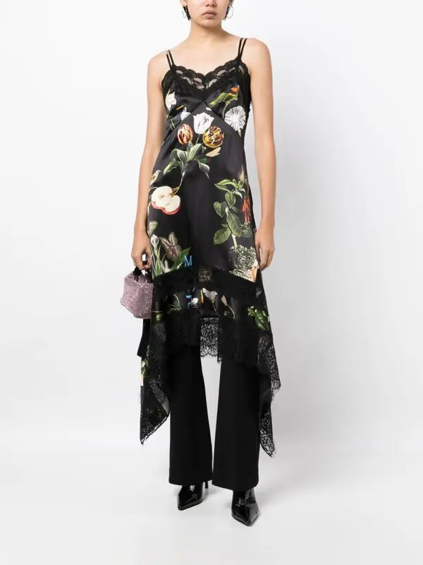 monse asymmetrical floral dress Floral Mother of the Bride Dresses 2026 A-Line V-Neck 3/4 Sleeve Floral Asymmetrical Knee-Length Wedding Guest Party Formal Evening Gowns main image 1