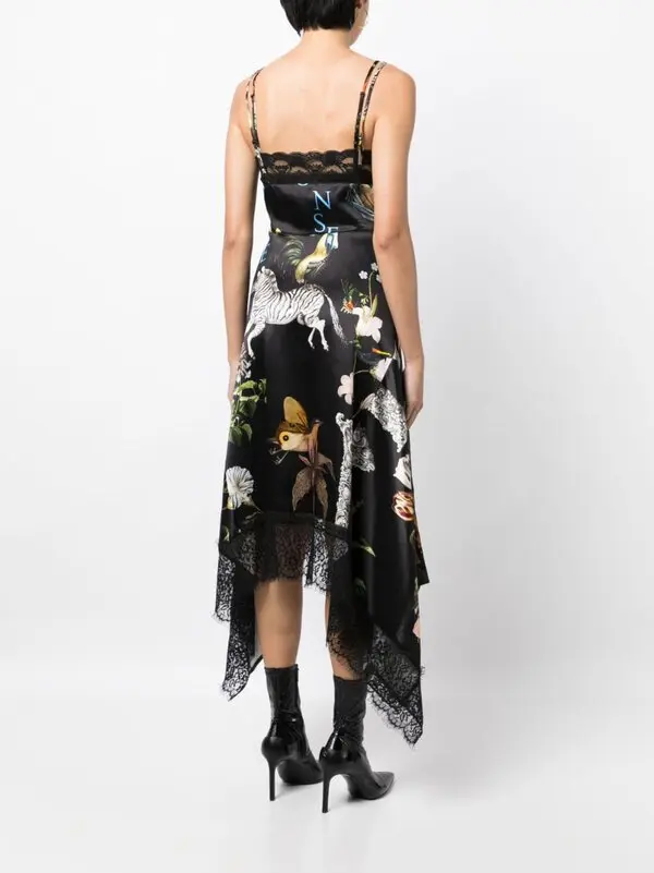 monse asymmetrical floral dress Floral Mother of the Bride Dresses 2026 A-Line V-Neck 3/4 Sleeve Floral Asymmetrical Knee-Length Wedding Guest Party Formal Evening Gowns