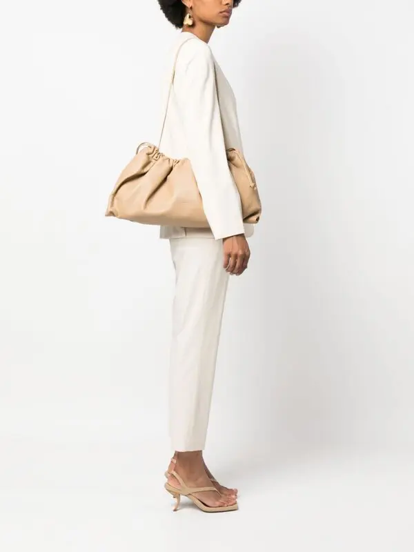 Studio Amelia Drawstring Leather Shoulder Bag In Neutrals - 20