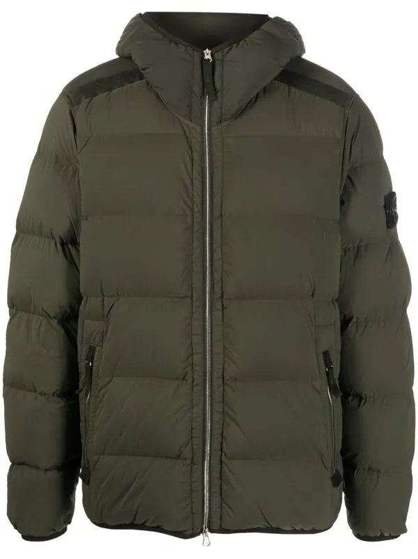 Stone Island Compass-patch Padded Down Jacket - Green