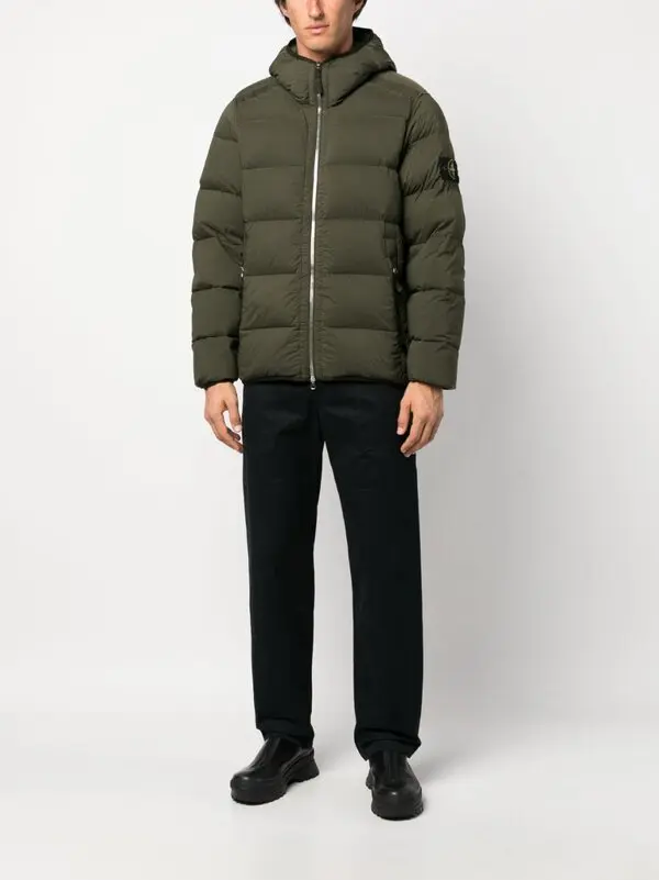 Stone Island Compass-patch Padded Down Jacket - Green