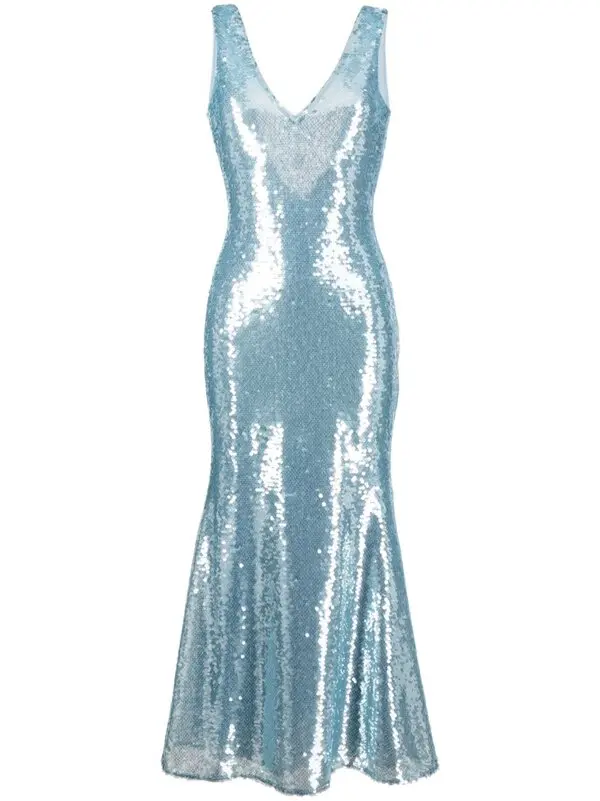 green emerald velvet dress Champagne Sequin Embroidered Midi Dress  self-portrait-US