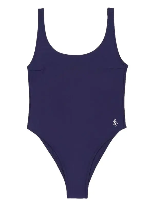 SPORTY & RICH Carla Scoop-neck Swimsuit - Blue