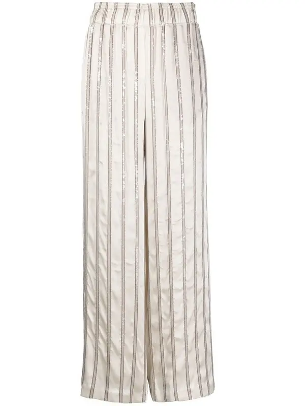 Brunello Cucinelli Striped High-waist Trousers