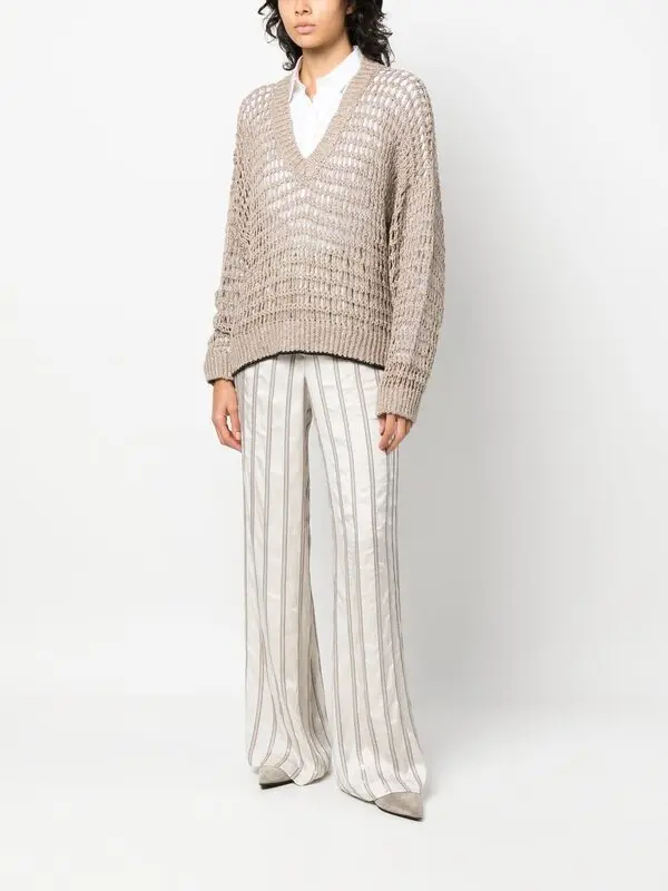 Brunello Cucinelli Striped High-waist Trousers