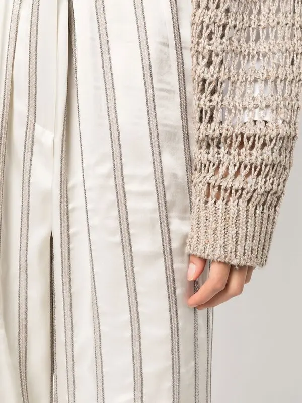 Brunello Cucinelli Striped High-waist Trousers