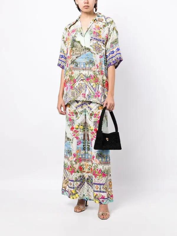 Camilla Graphic-print Silk Shirt
