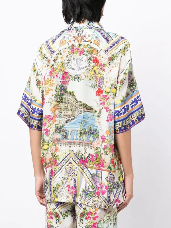 Camilla Graphic-print Silk Shirt