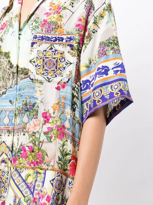 Camilla Graphic-print Silk Shirt