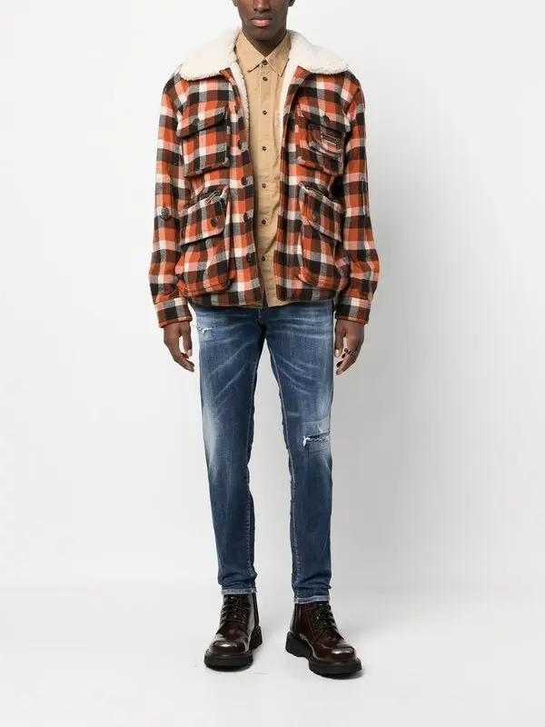 Dsquared2 Check-print Shearling Jacket