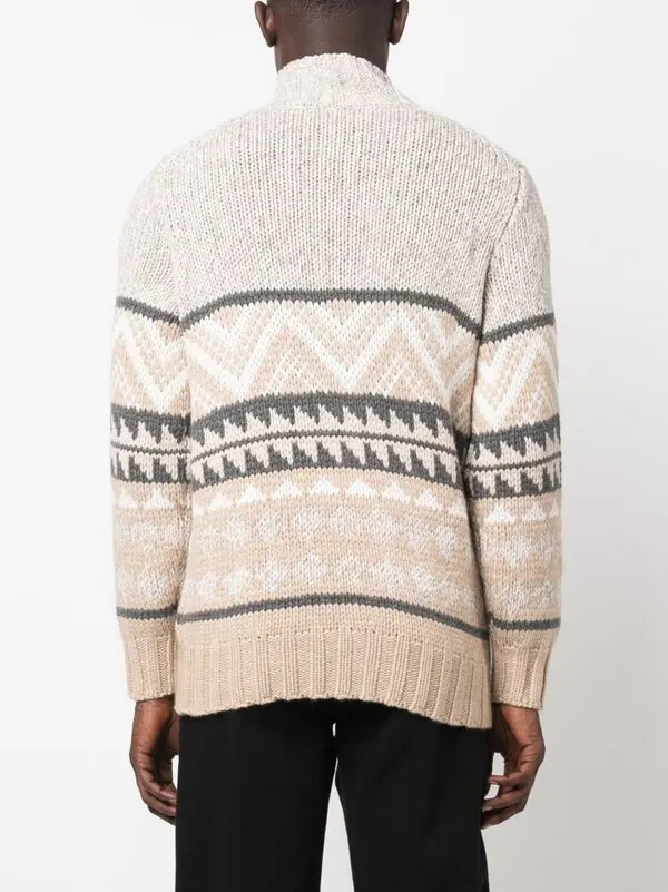 Brunello Cucinelli Intarsia-knit Cashmere Zipped Cardigan