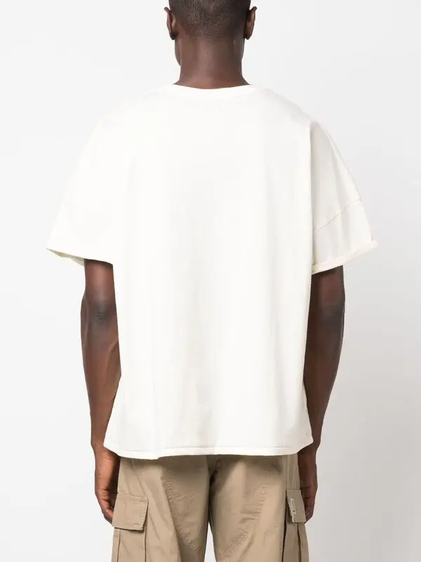 Rhude Logo-embroidered Cotton T-shirt - Neutrals