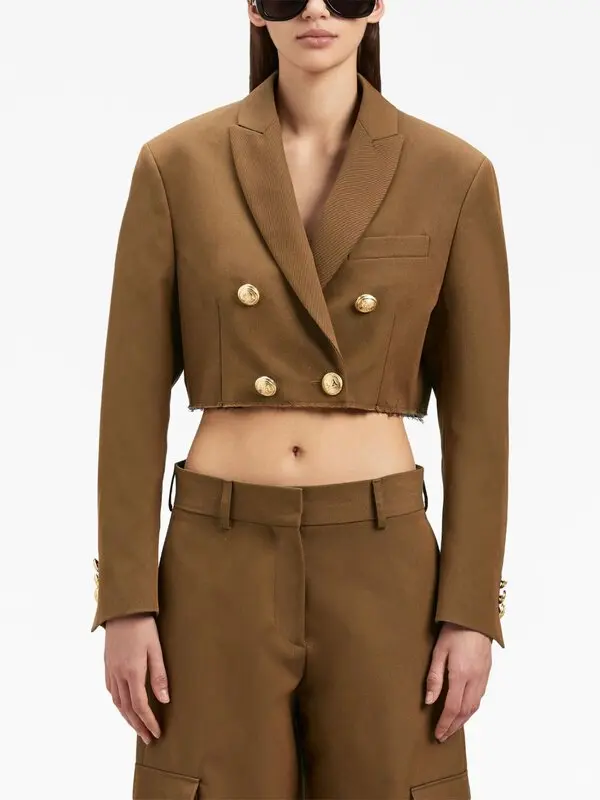 Palm Angels Double-breasted Cropped Blazer - Brown