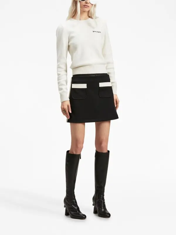 Palm Angels Logo-embroidered Crew-neck Jumper - White