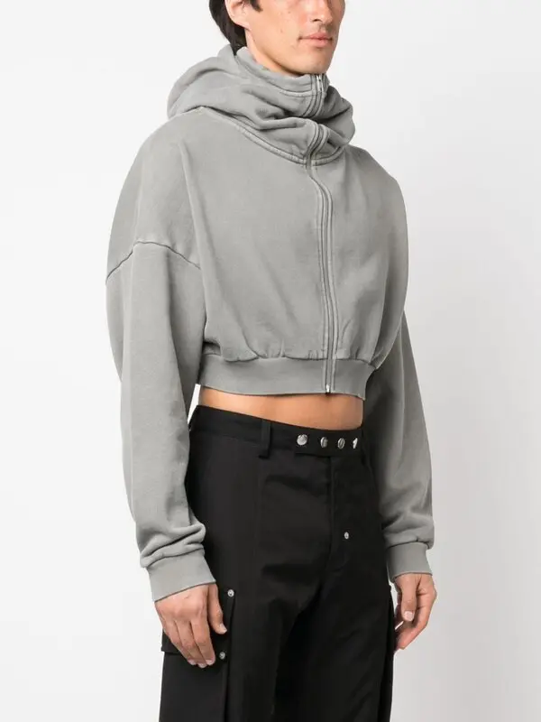ENTIRE STUDIOS Stand-up Collar Zip-up Hoodie - Grey