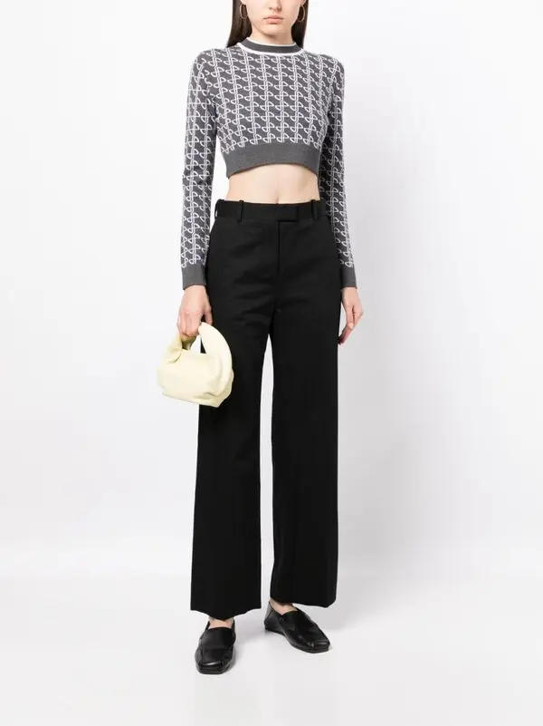 PATOU Jacquard Merino Cropped Jumper - Grey