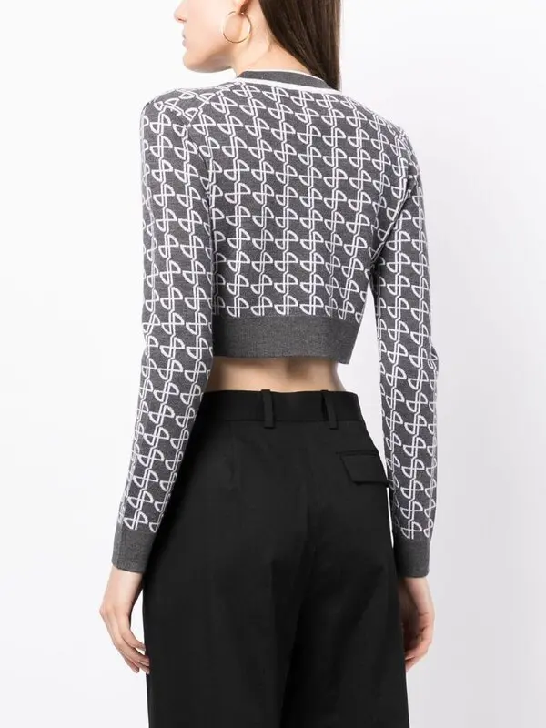 PATOU Jacquard Merino Cropped Jumper - Grey