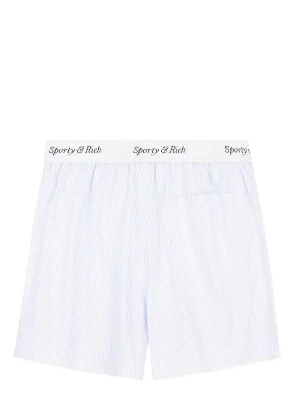 Sporty & Rich Logo-waistband Striped Cotton Shorts