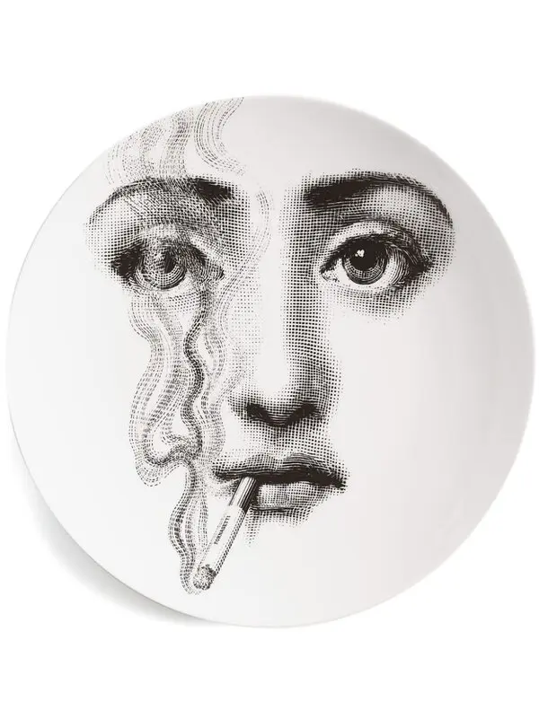 FORNASETTI Tema E Variazioni Face-print Porcelain Wall Plate - White
