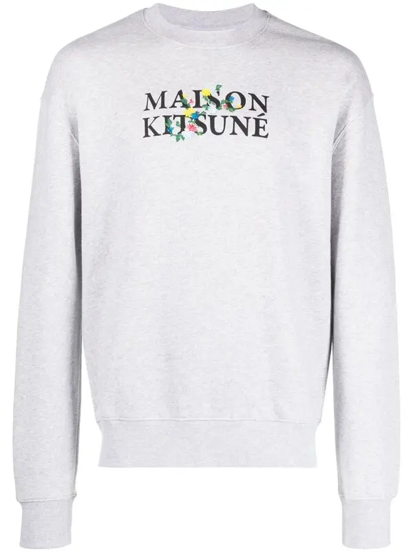 Maison Kitsuné Logo-print Cotton Sweatshirt - Grey