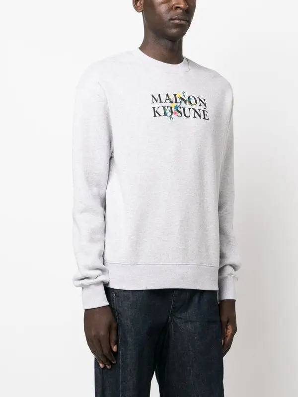 Maison Kitsuné Logo-print Cotton Sweatshirt - Grey
