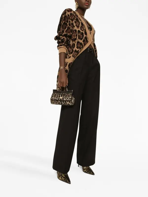 Dolce & Gabbana Leopard-print V-neck Cardigan - Brown