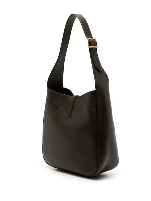 Saint Laurent Monogram-plaque Shoulder Bag - Brown
