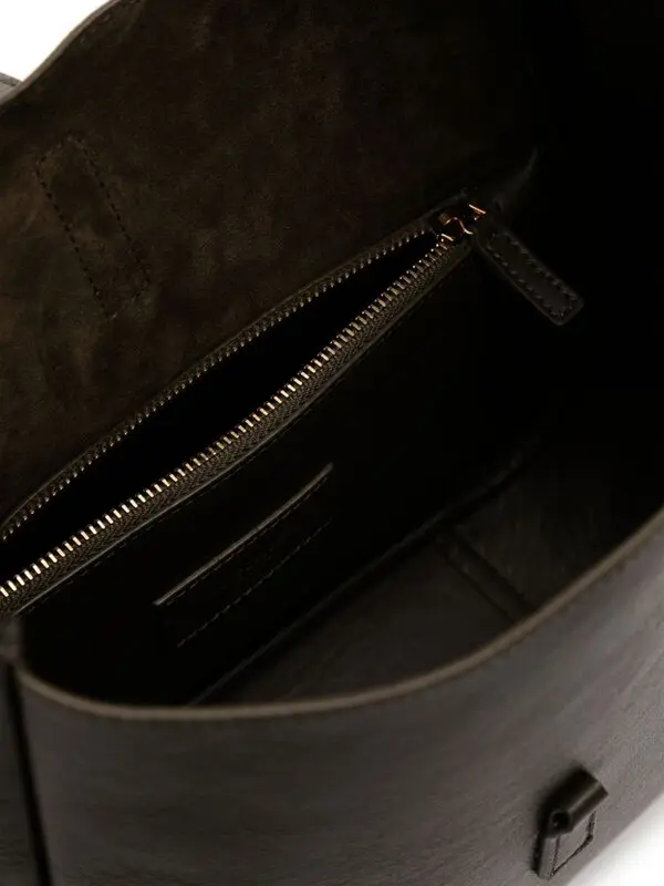 Saint Laurent Monogram-plaque Shoulder Bag - Brown