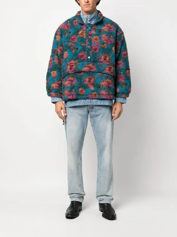EGONLAB Floral-print High-neck Bomber Jacket