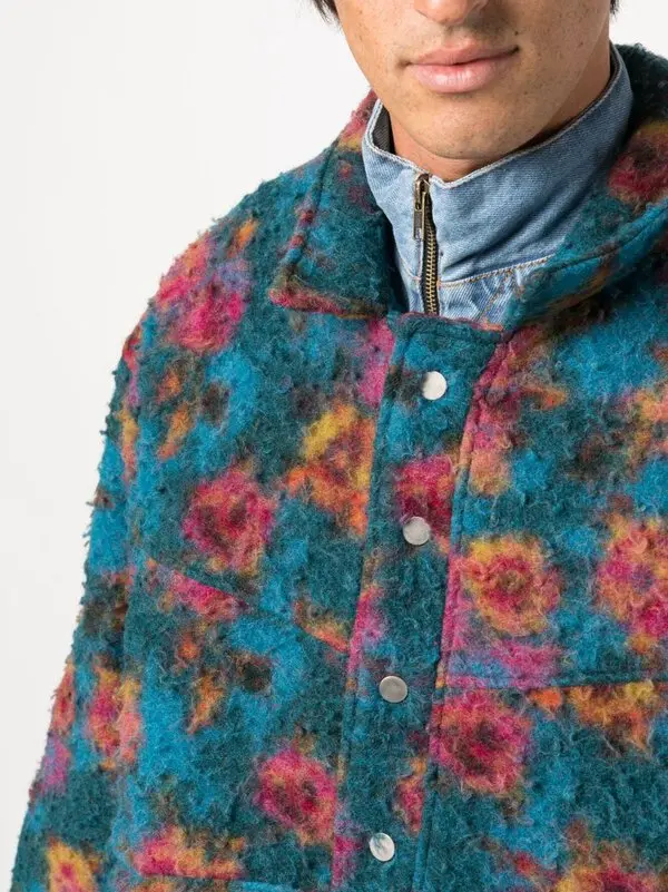 EGONLAB Floral-print High-neck Bomber Jacket