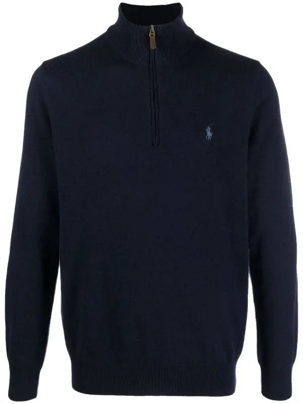 Polo Ralph Lauren Logo-embroidered Half-zip Sweater - Blue