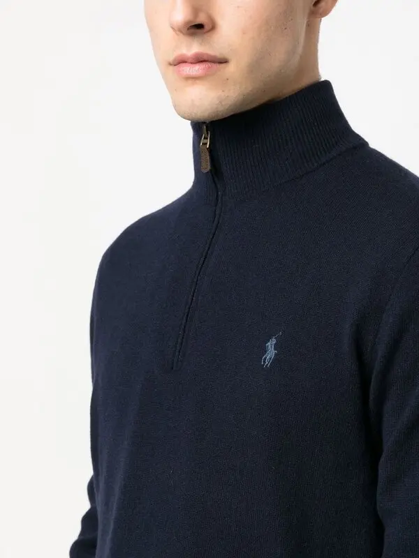 Polo Ralph Lauren Logo-embroidered Half-zip Sweater - Blue
