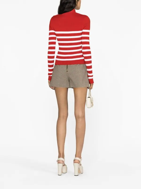 Balmain Striped Roll-neck Jumper - Red