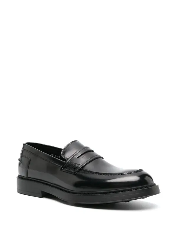 DOUCAL'S Round-toe Leather Loafers - Black