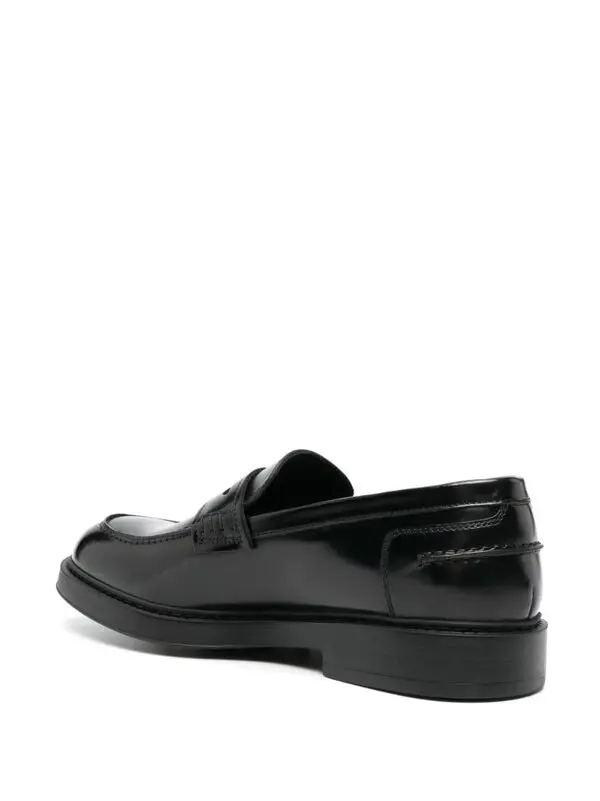 DOUCAL'S Round-toe Leather Loafers - Black
