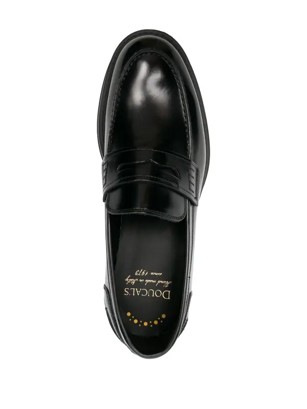 DOUCAL'S Round-toe Leather Loafers - Black