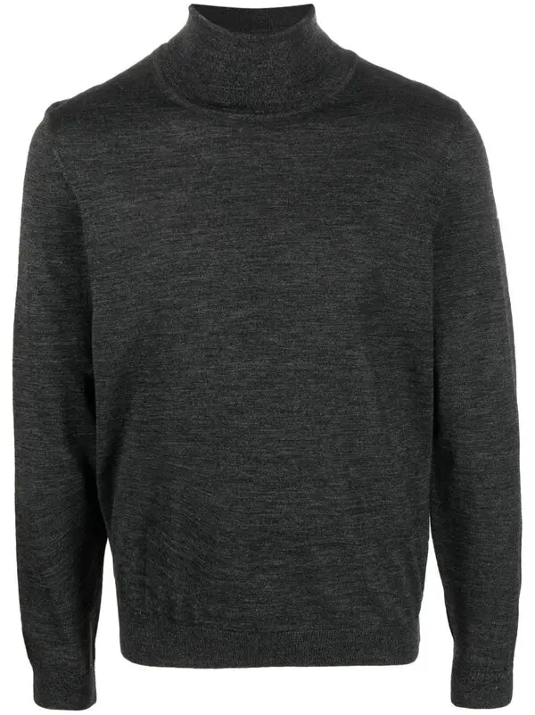 BOSS Roll Neck Virgin Wool Jumper - Grey