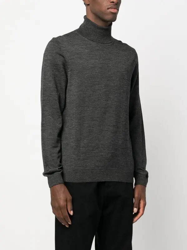 BOSS Roll Neck Virgin Wool Jumper - Grey
