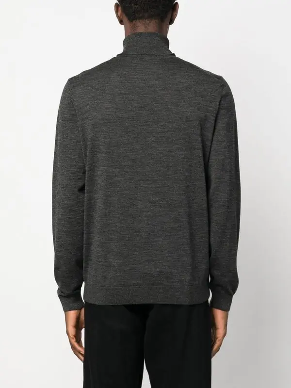 BOSS Roll Neck Virgin Wool Jumper - Grey