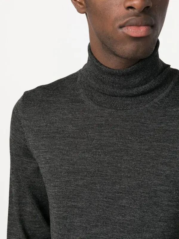 BOSS Roll Neck Virgin Wool Jumper - Grey