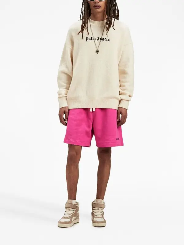 Palm Angels Logo-embroidered Wool-blend Jumper - White