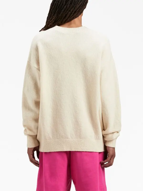 Palm Angels Logo-embroidered Wool-blend Jumper - White
